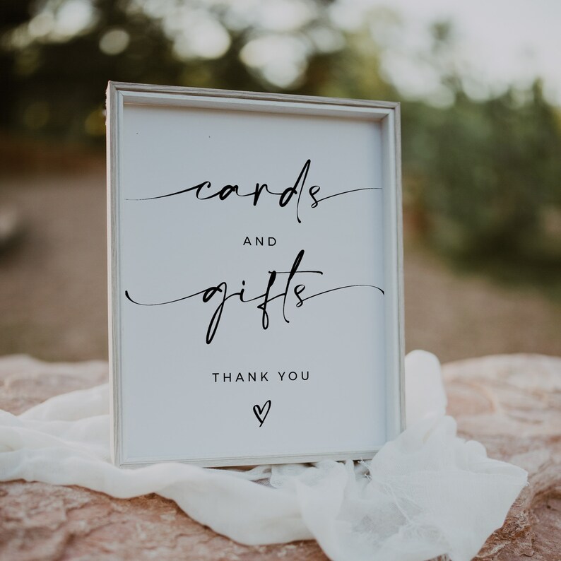 Cards and Gifts Sign Printable, Wedding Gifts Sign, Modern Minimalist ...