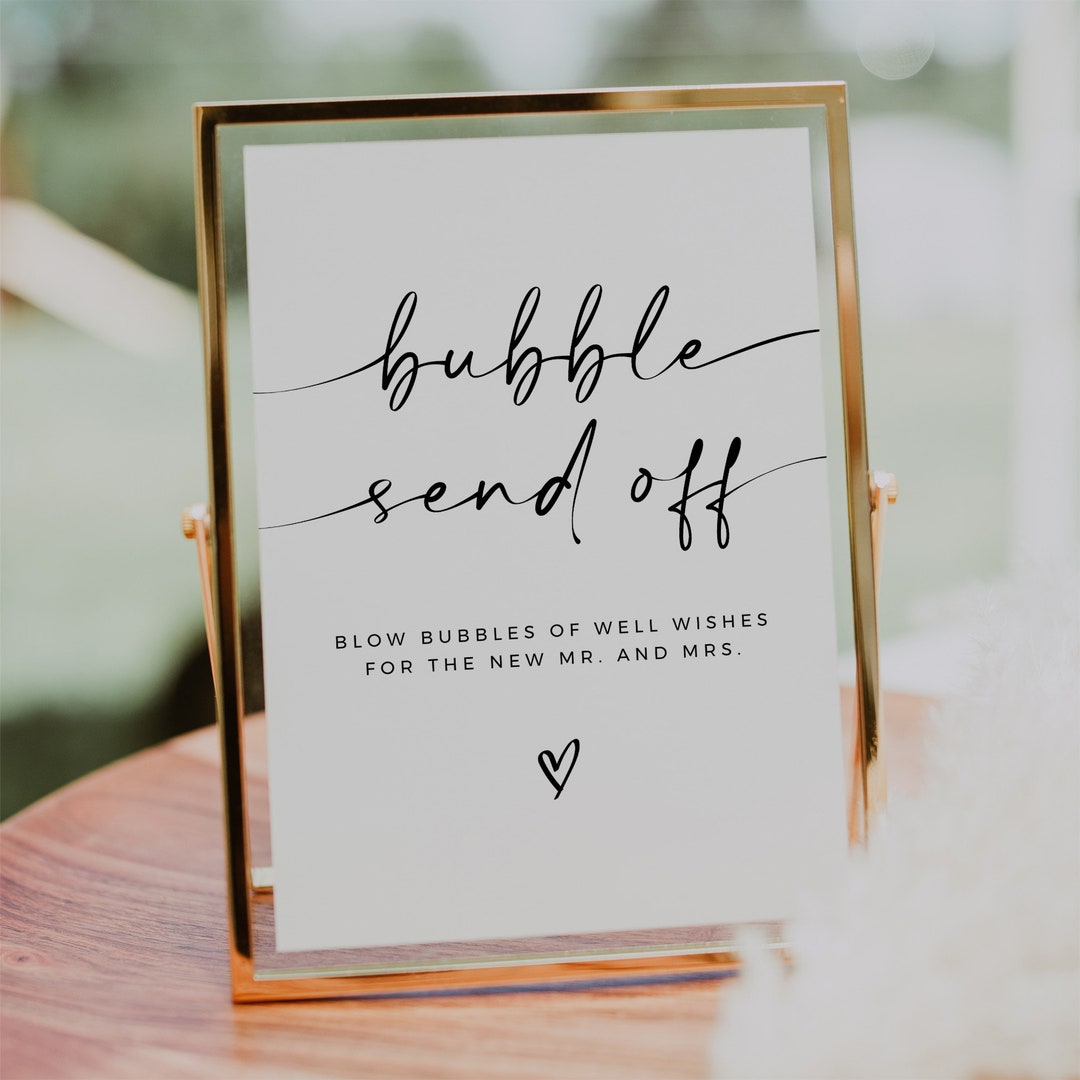 Minimalist Bubble Send off Sign Template, Printable Wedding Bubble Send ...