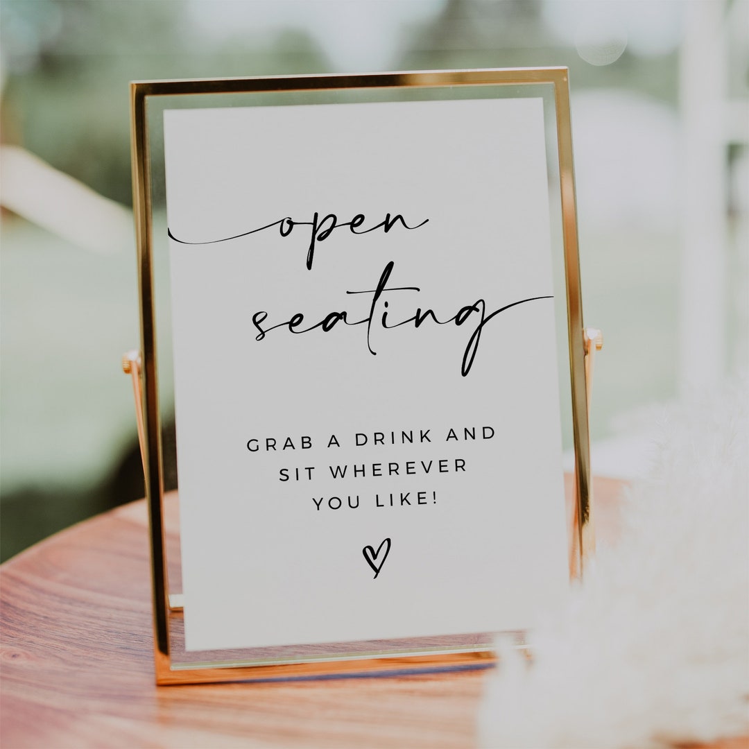 Minimalist Open Seating Sign, Modern Open Seating Sign Template, No ...