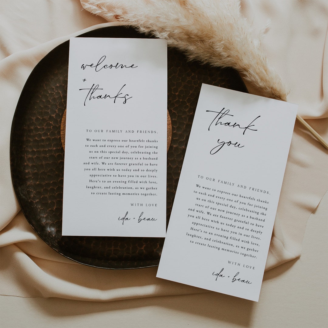 Minimalist Thank You Place Card, Place Setting Card Template, Modern ...