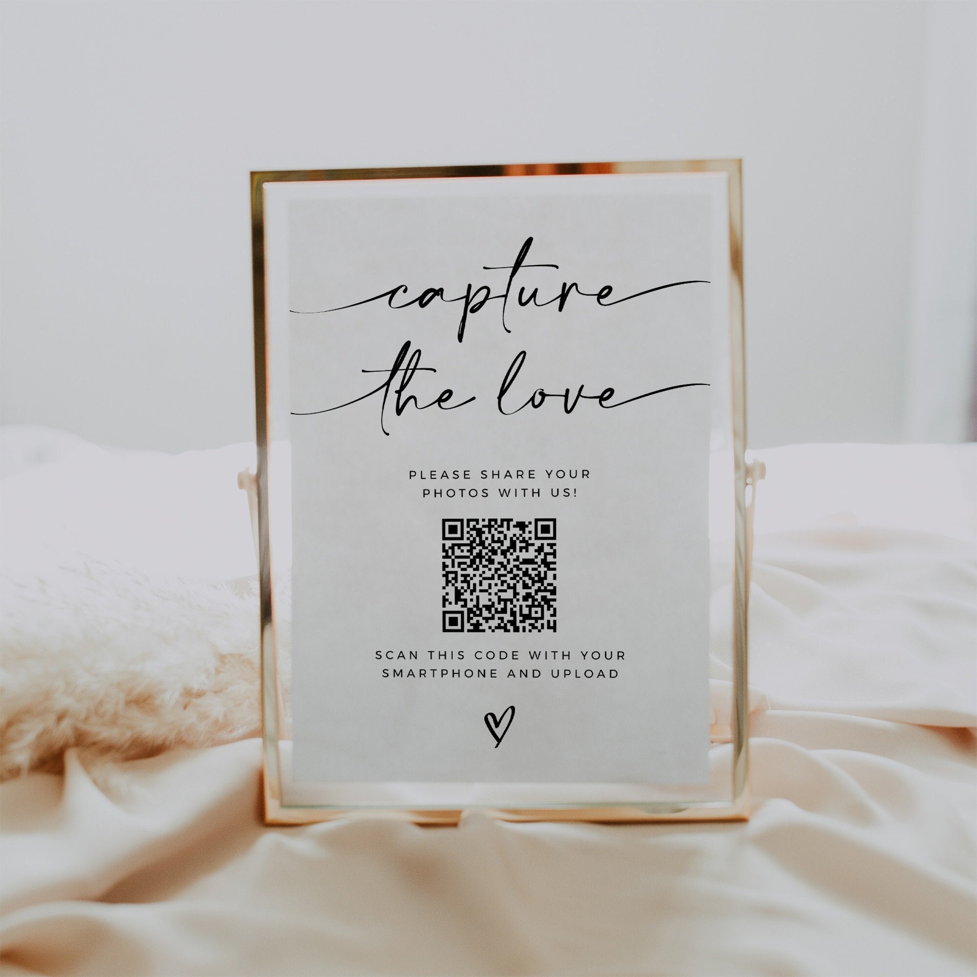 Minimalist Capture the Love QR Code, Wedding Photo Sign, Share the Love ...
