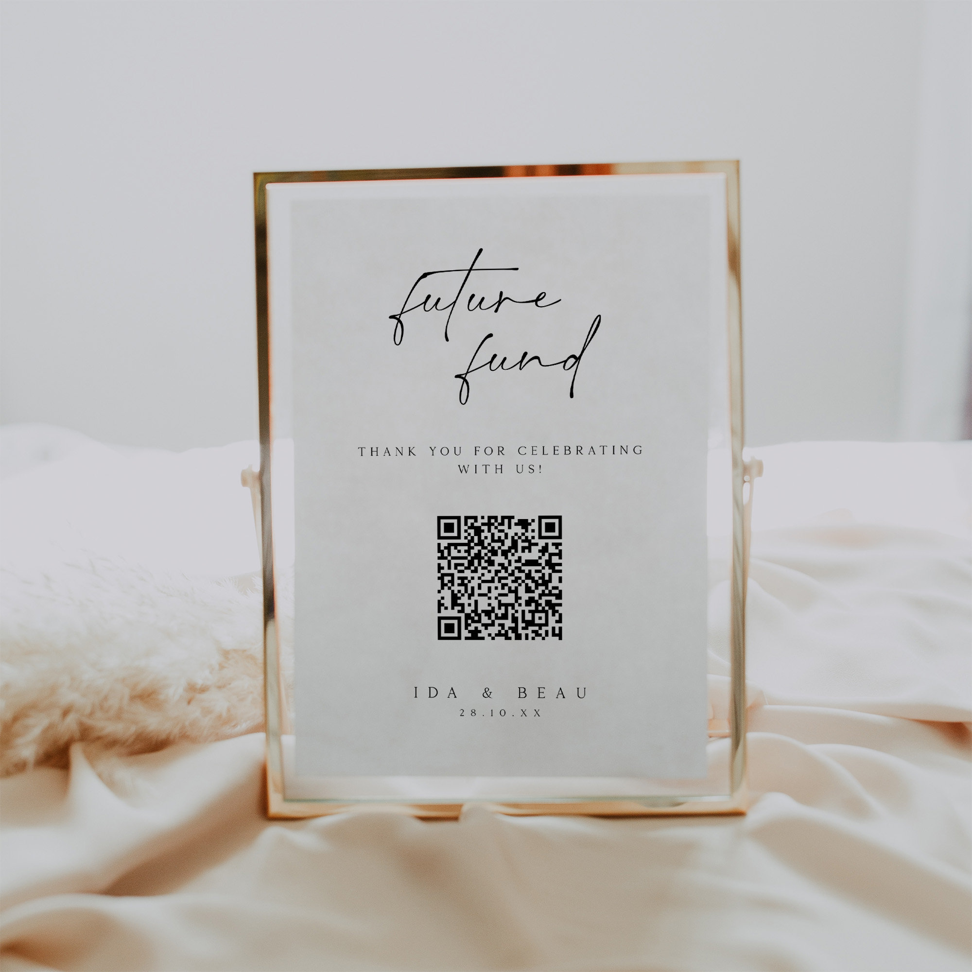 Future Fund Qr Code Sign, Minimalist Venmo Wedding Sign, Wedding ...