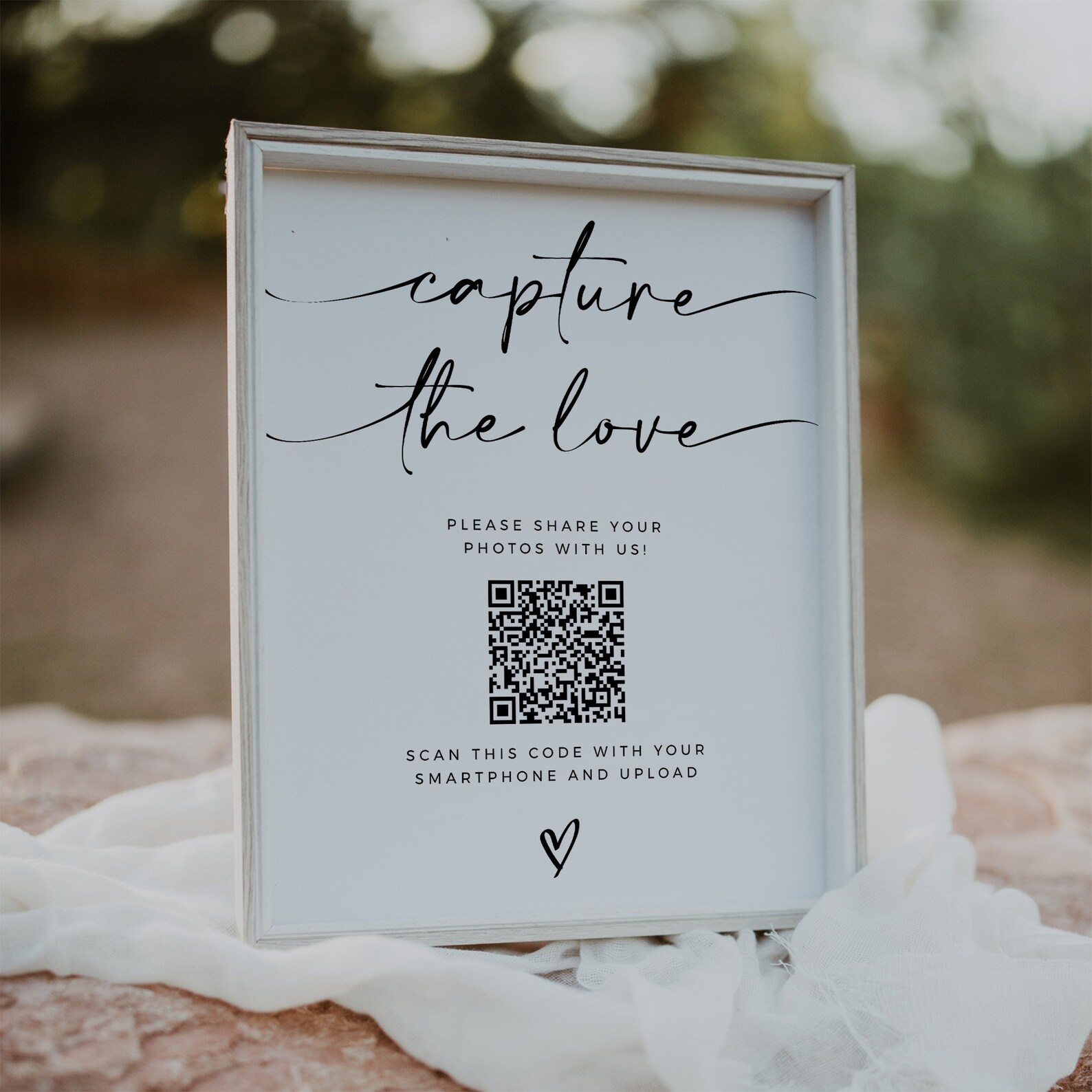 Minimalist Capture the Love QR Code, Wedding Photo Sign, Share the Love ...