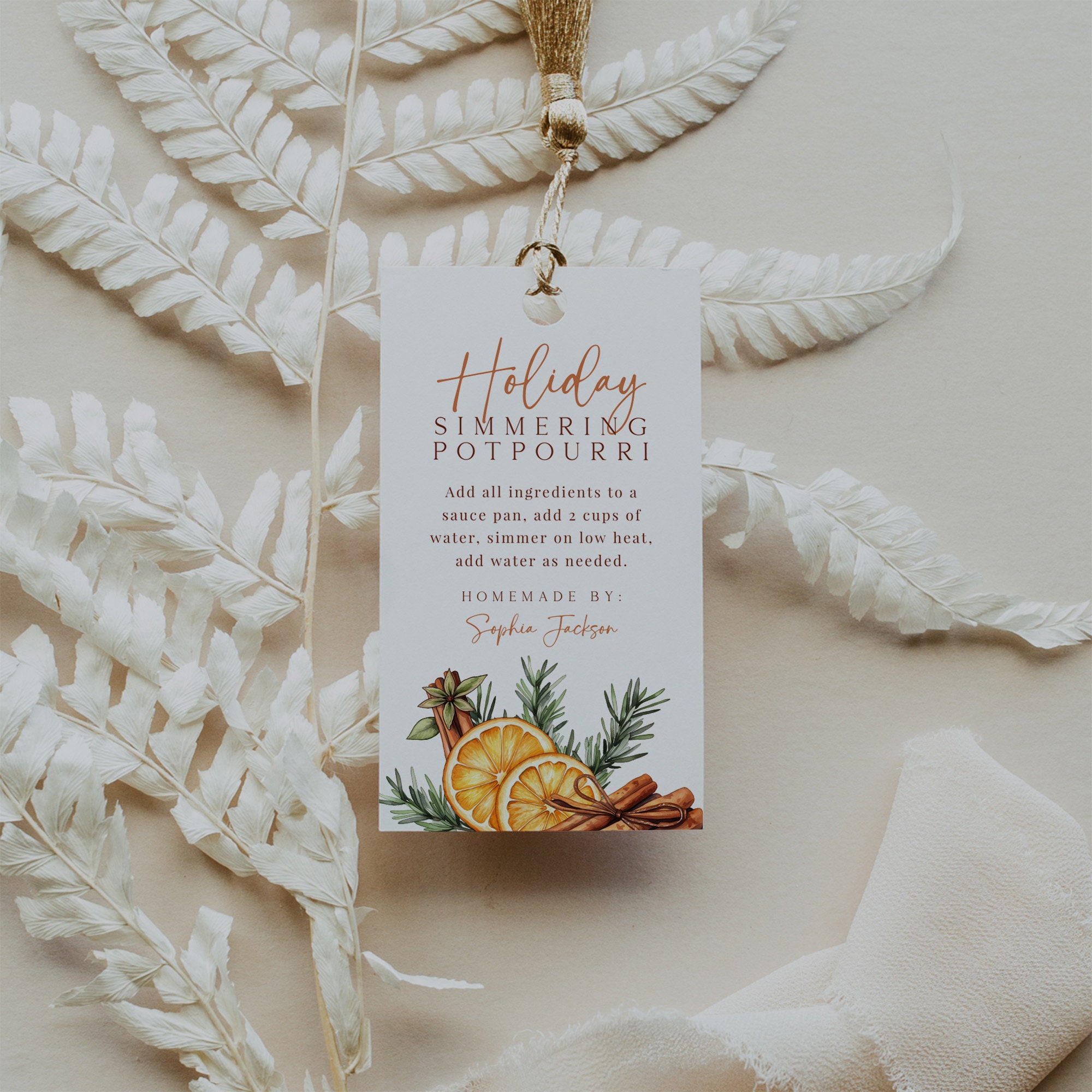 Printable Holiday Simmering Potpourri Christmas Gift Tag, Editable ...