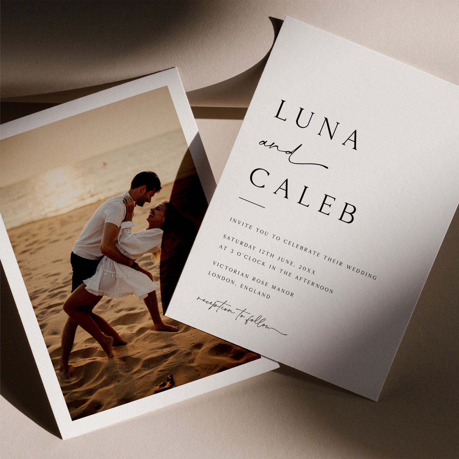 Modern Wedding Invitation Template Minimalist Wedding - Etsy