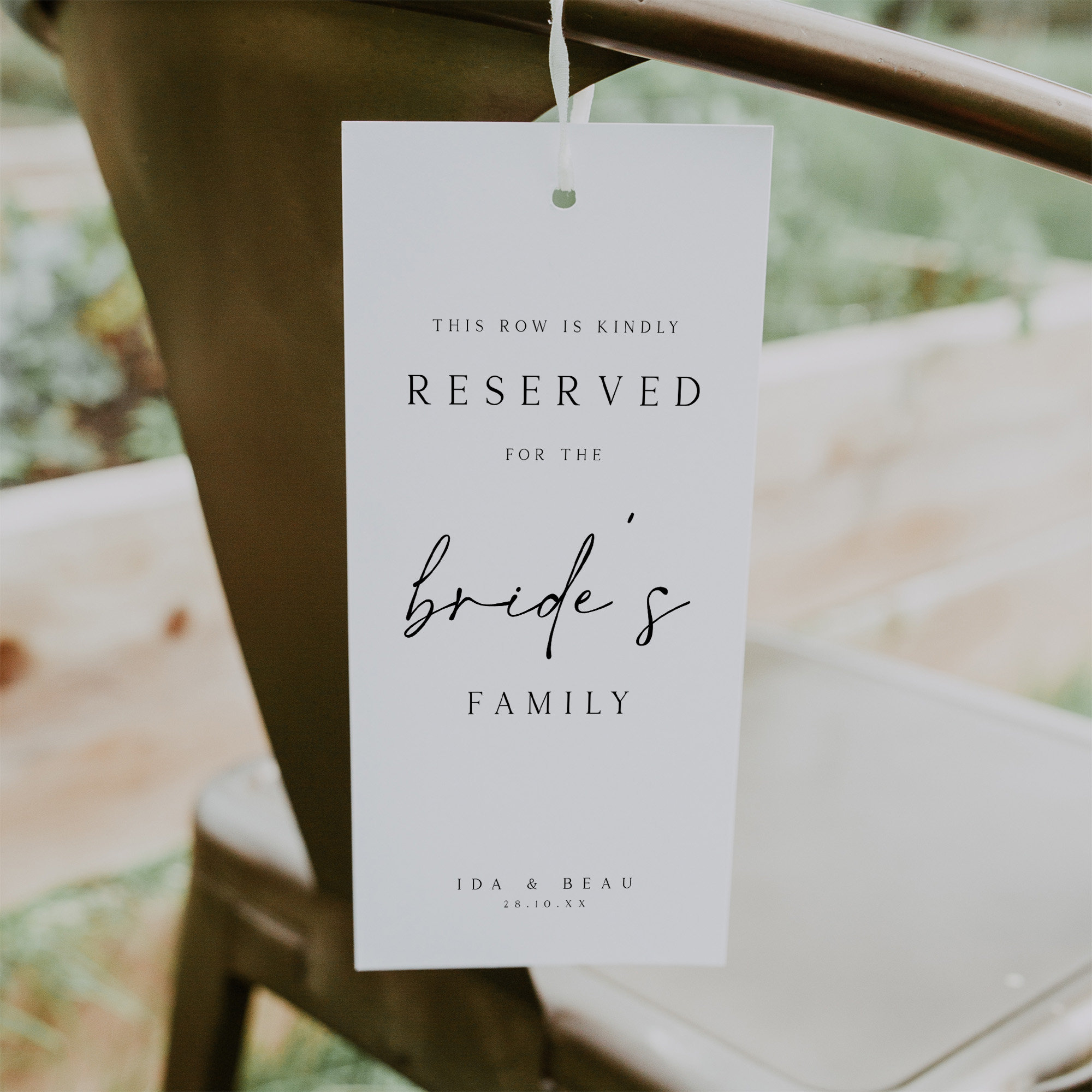 Minimalist Reserved Chair Tag Template, Printable Reserved Chair Tags ...