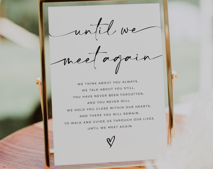 Printed Shipped in Loving Memory Sign, Minimalist Wedding Memorial Sign ...