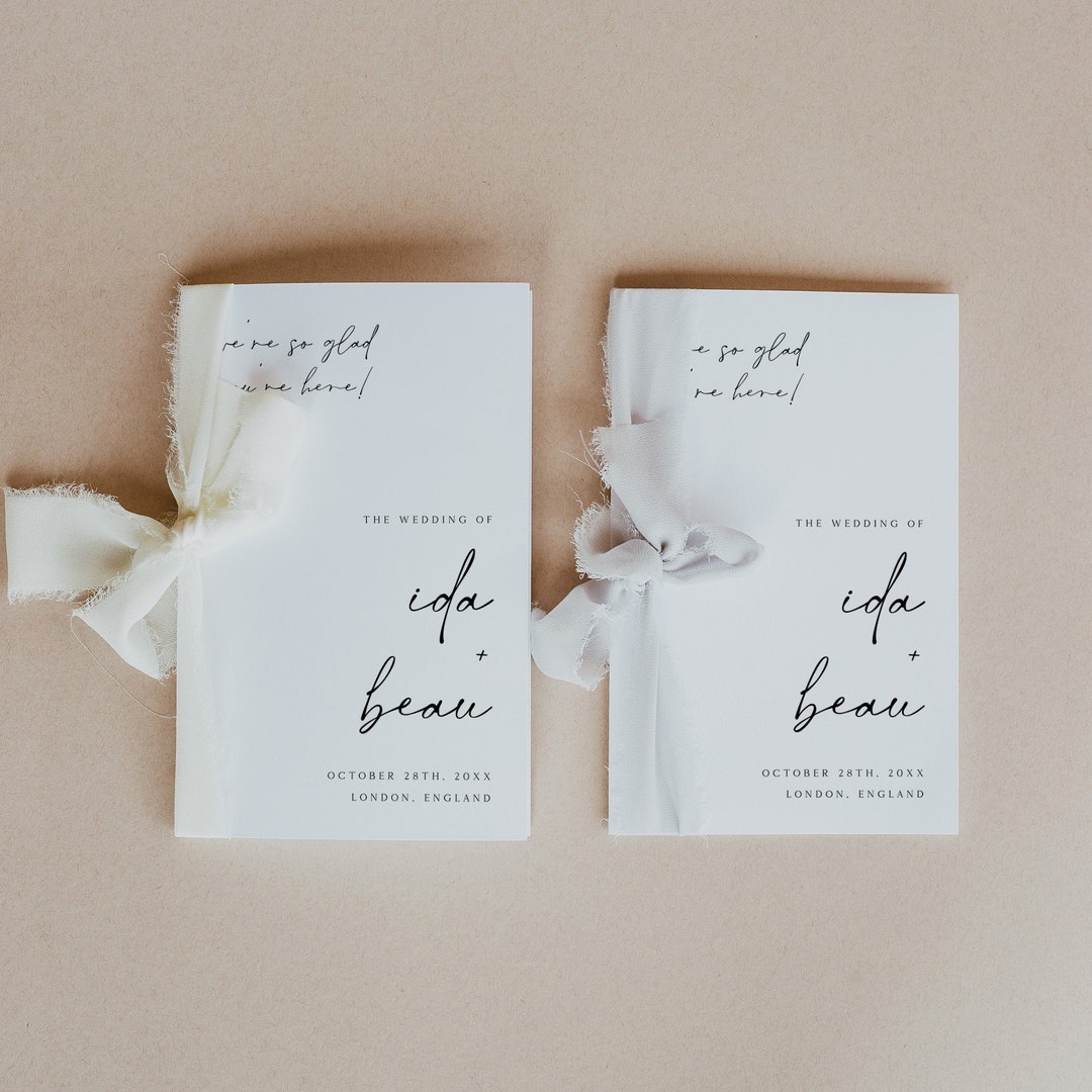Foldable Wedding Program Template, Modern Program Template Folded ...