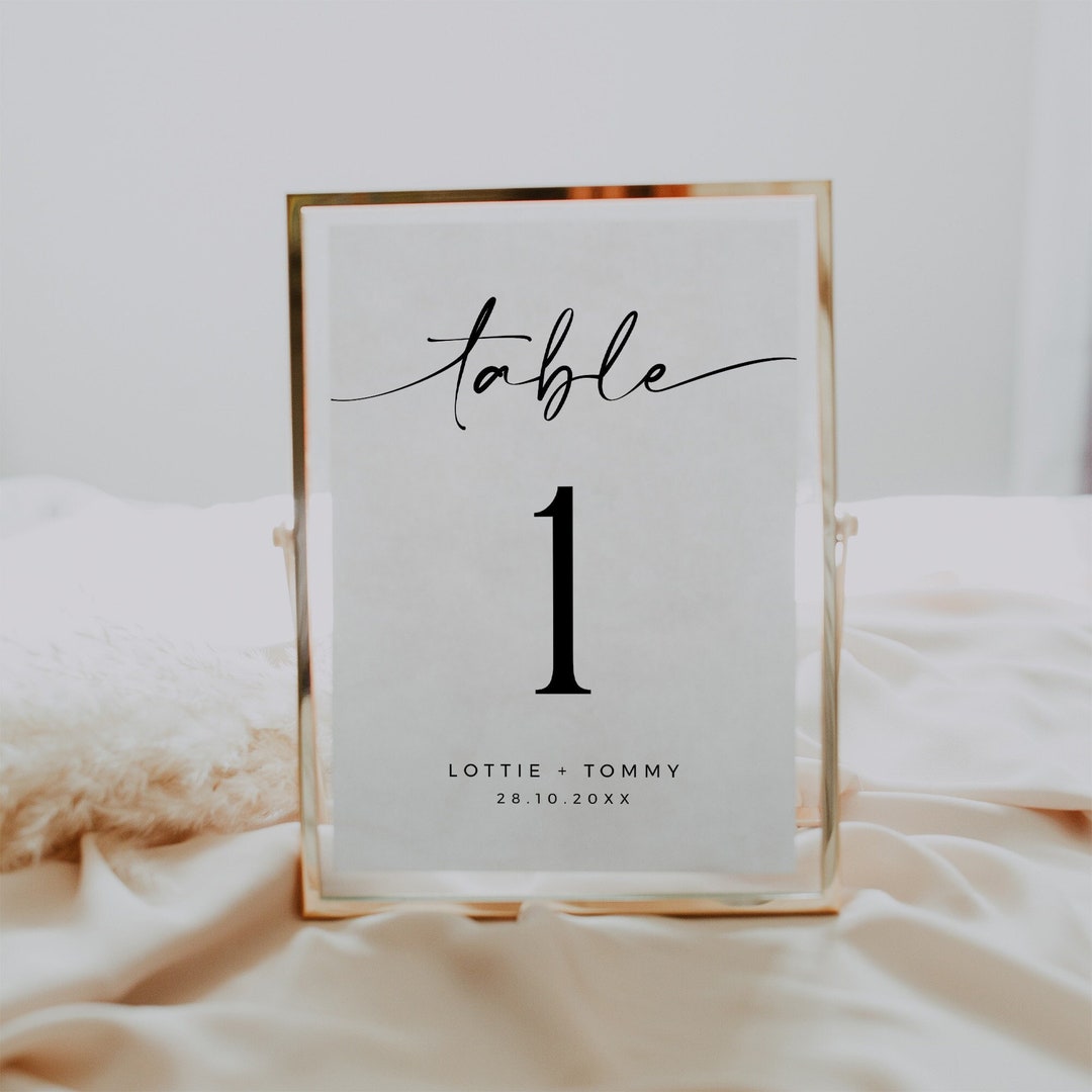 Wedding Table Numbers Printable, Minimalist Wedding Table Numbers ...