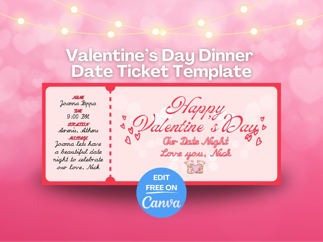 Valentine's Day Surprise Date Ticket, Valentine's Day Surprise ...