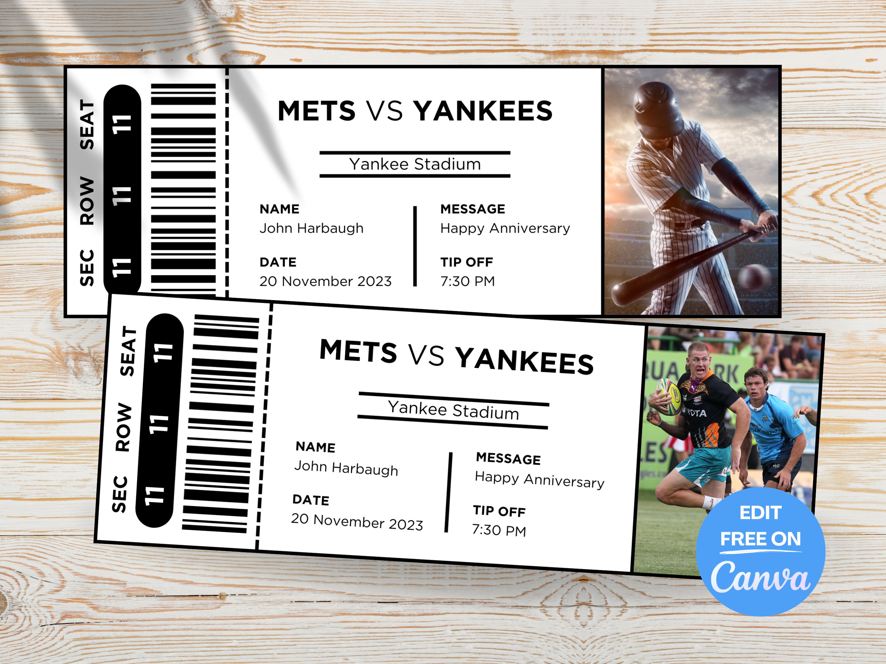 Editable Sports Ticket Canva Template DIY Sporting Ticket - Etsy