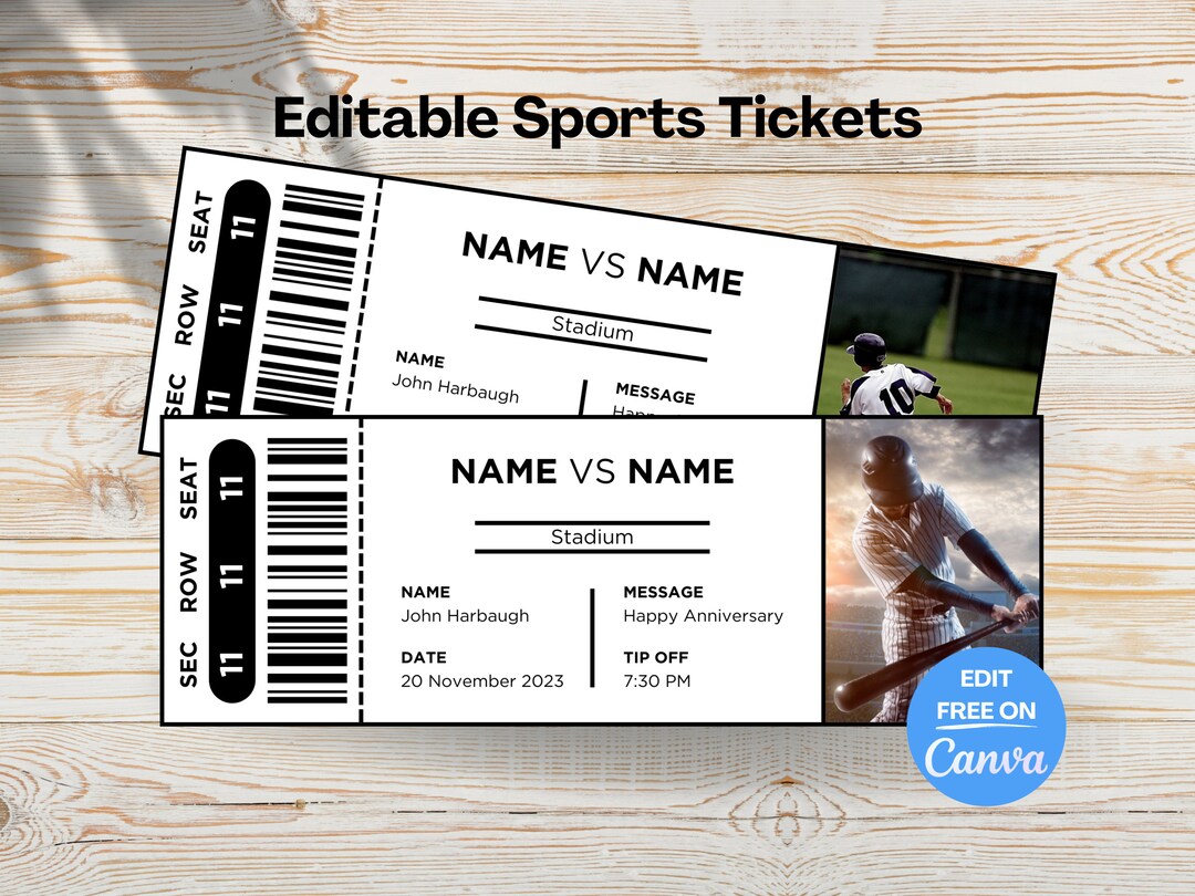 Editable Sports Ticket Canva Template, DIY Sporting Ticket, Editable ...