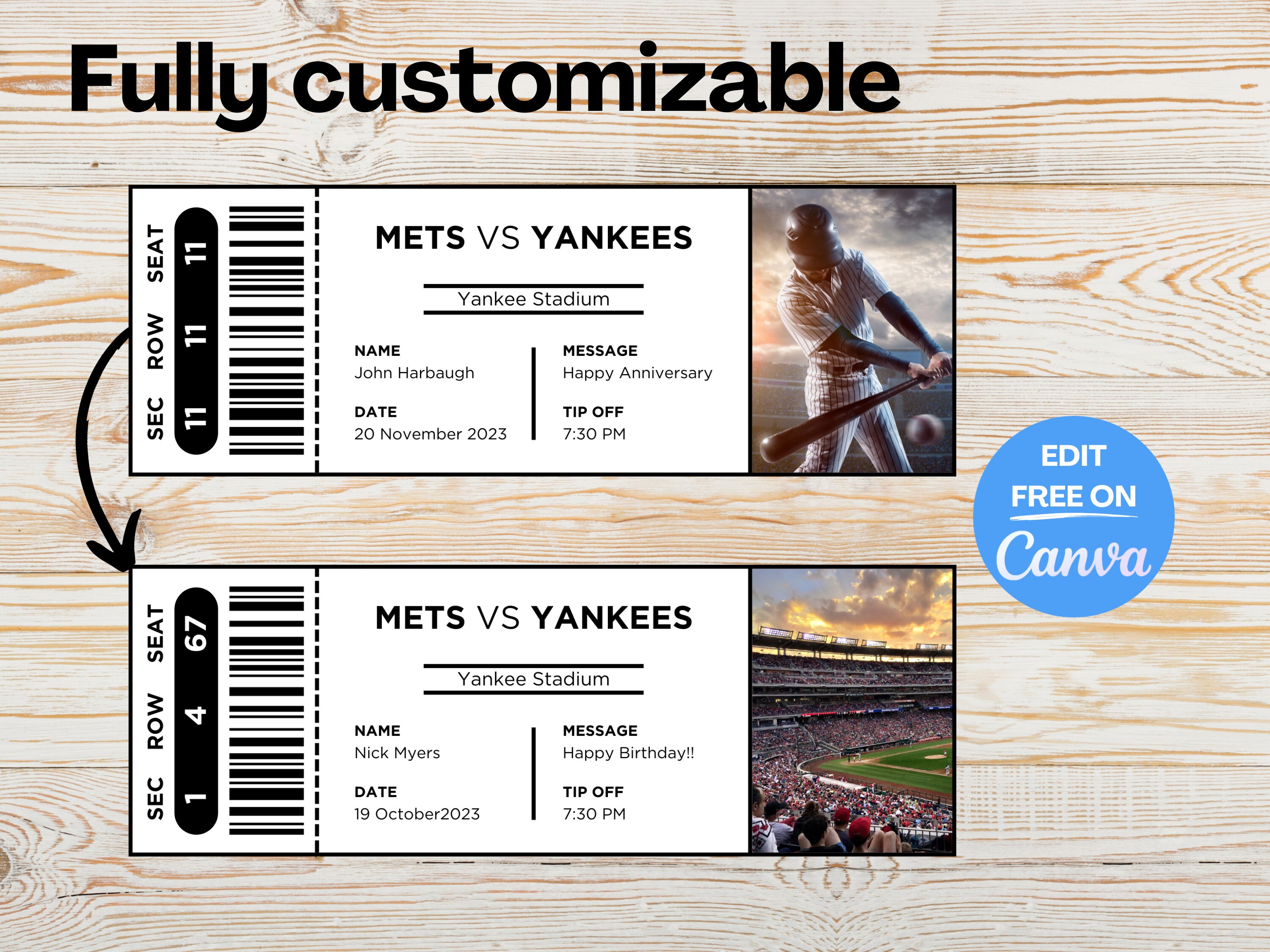 Editable Sports Ticket Canva Template DIY Sporting Ticket - Etsy