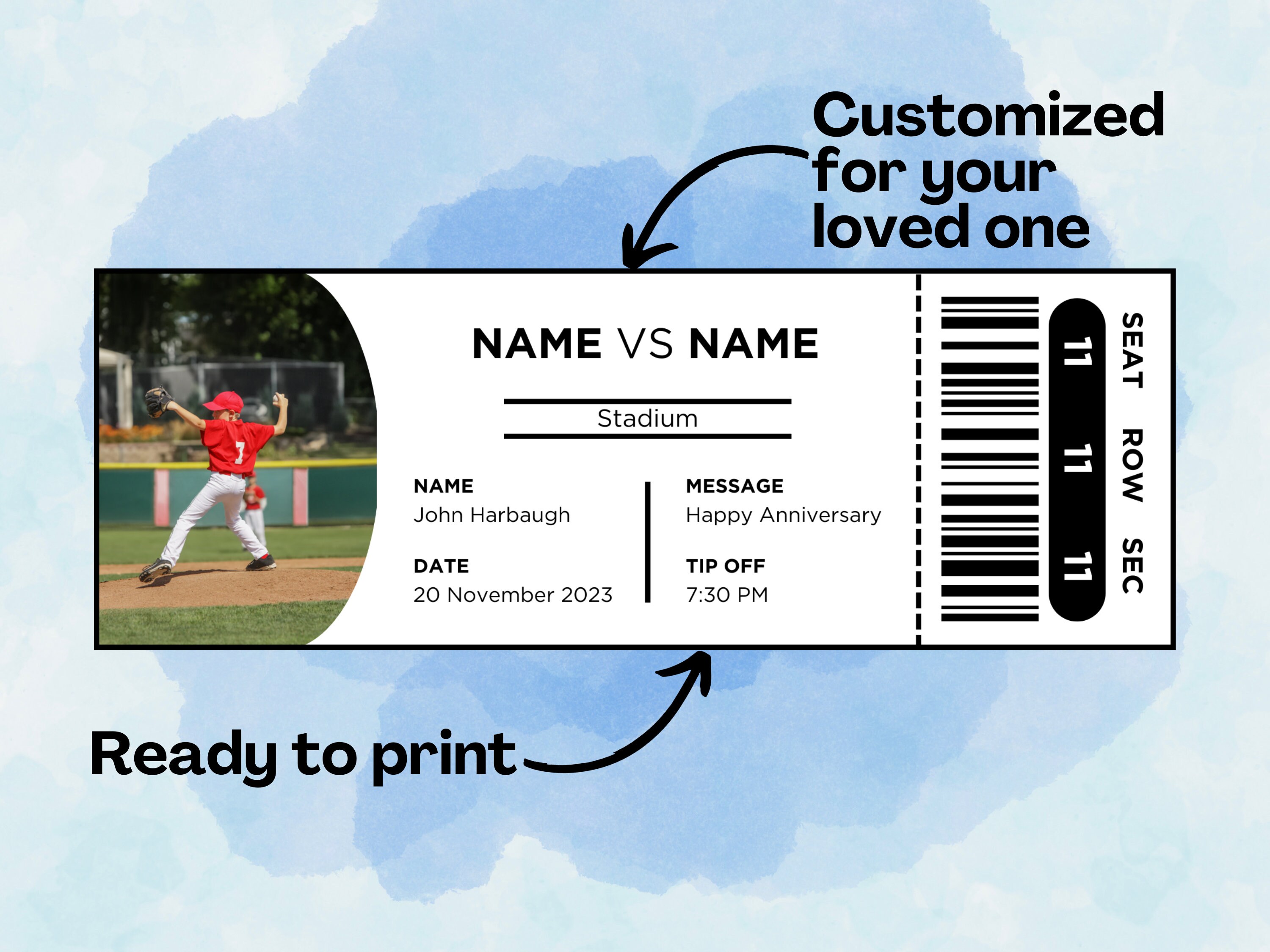 Customized Baseball Tickets, Printable Baseball Tickets, Custom Sports ...