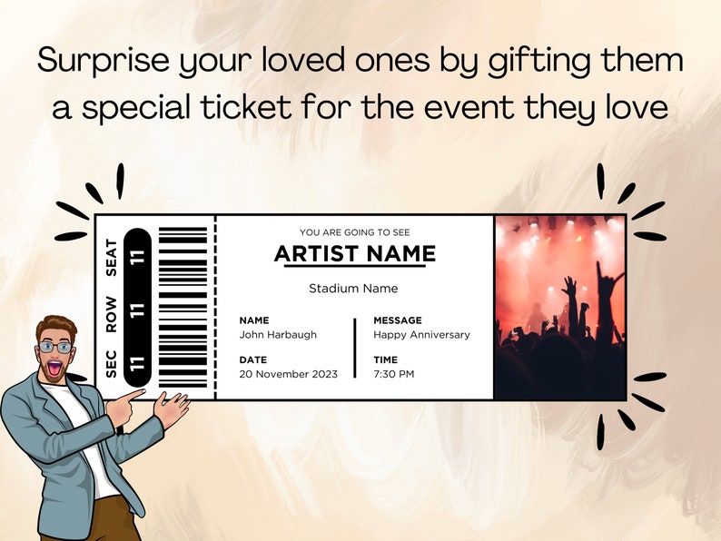 Editable Concert Ticket Canva Template, DIY Concert Ticket, Printable Custom Concert Ticket ...
