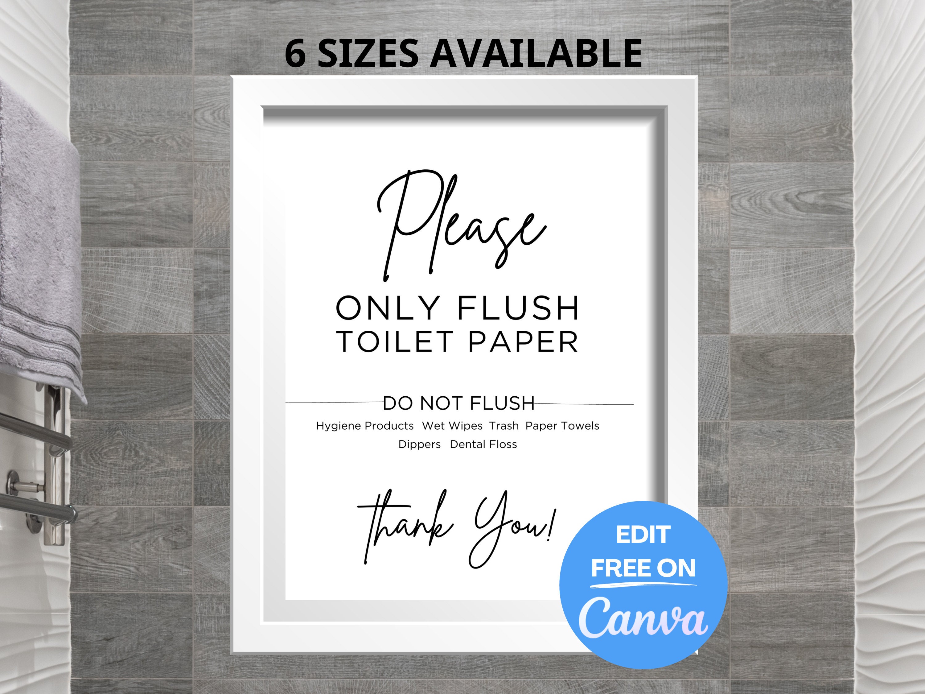 Printable Flush Only Toilet Paper Sign Canva Template Airbnb - Etsy