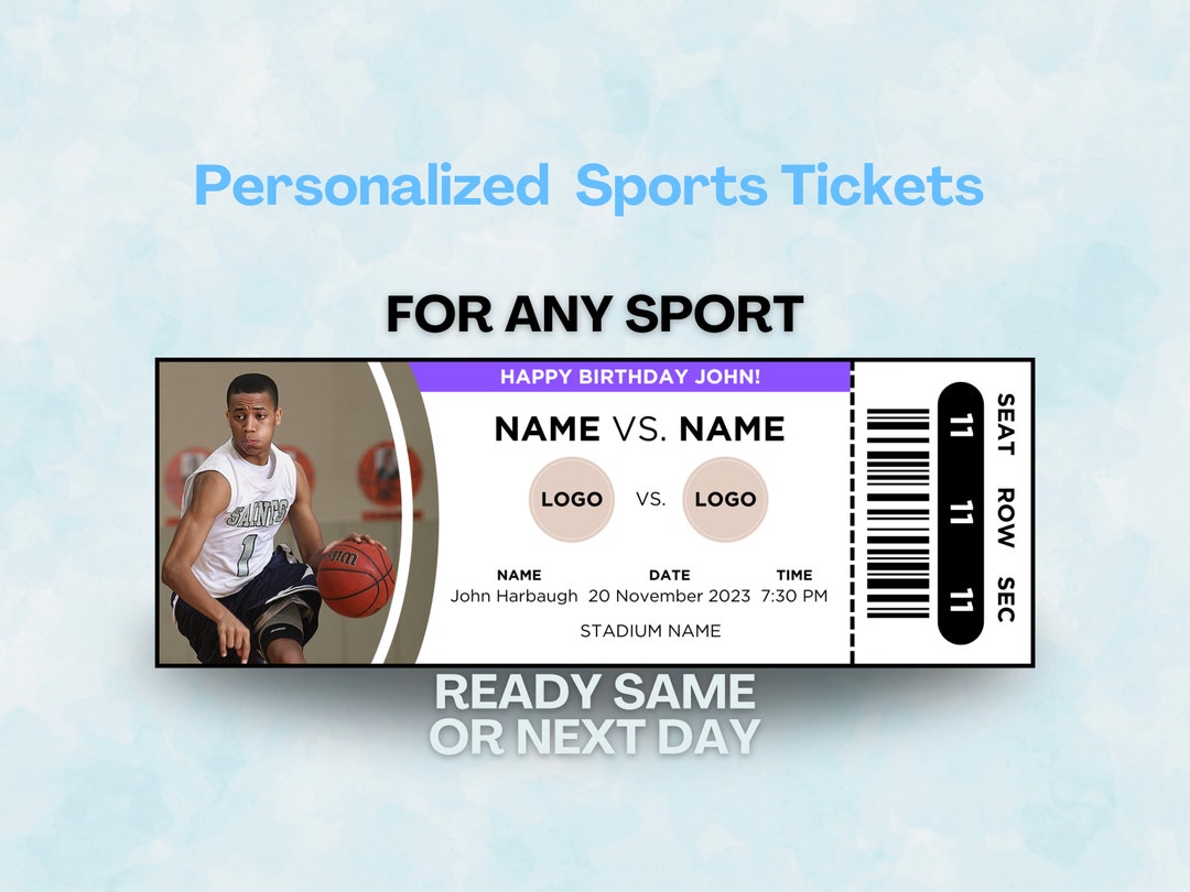 Personalized Sports Tickets, Printable Sports Tickets, Custom Sports ...
