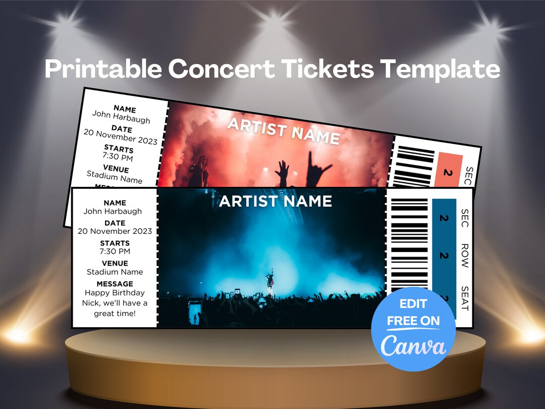 Printable Concert Tickets Canva Template, Surprise Concert Tickets ...
