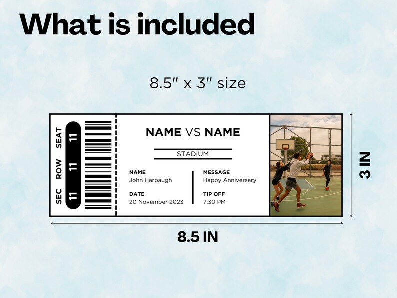 Editable Basketball Canva Template, Printable Sport Tickets, DIY ...