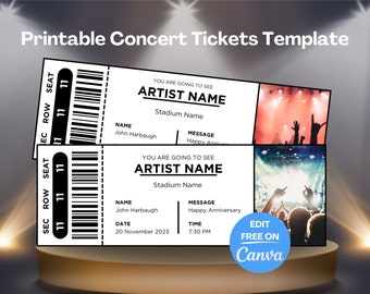 Editable Concert Ticket Canva Template, DIY Concert Ticket, Printable ...