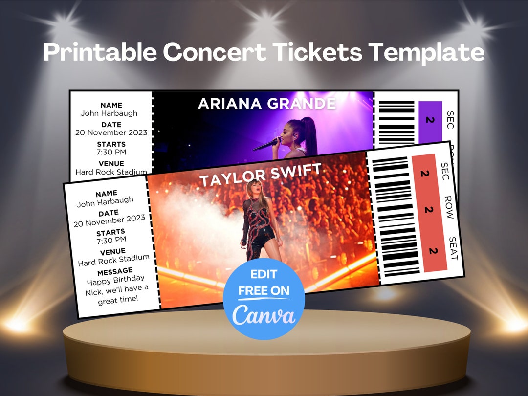 Printable Concert Tickets Canva Template, Surprise Concert Tickets ...