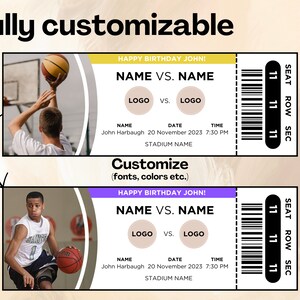 Printable Basketball Tickets Canva Template, Surprise Sports Tickets ...