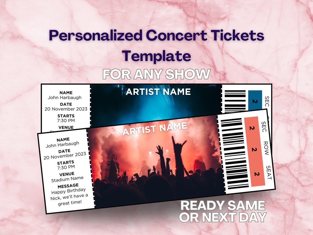 Custom Concert Tickets, Printable Concert Tickets, Personalized Concert ...