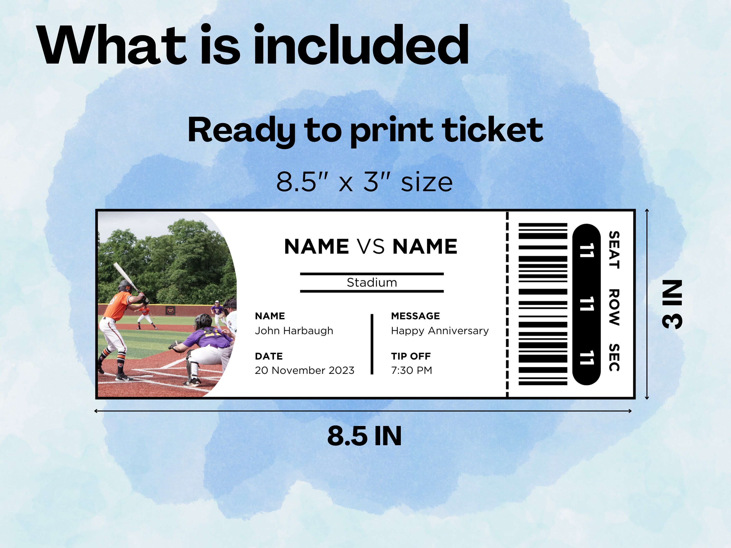 Customized Baseball Tickets, Printable Baseball Tickets, Custom Sports ...