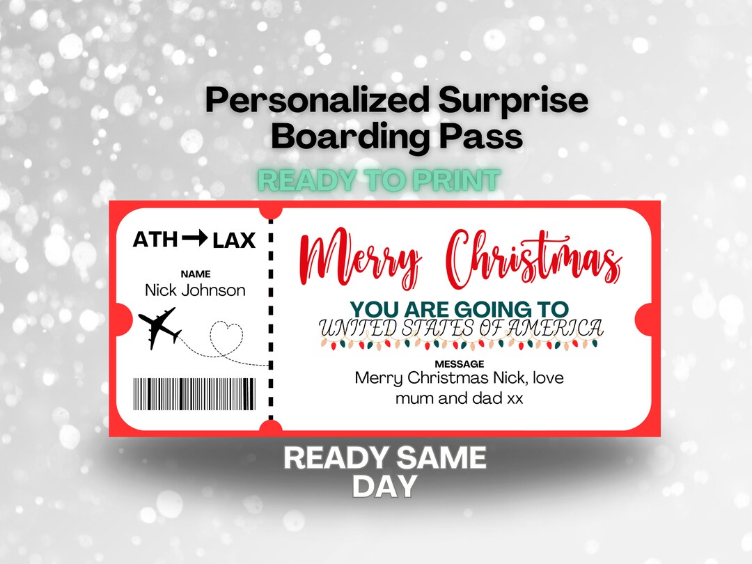 Custom Surprise Boarding Pass, Personalized Boarding Pass, Unique ...