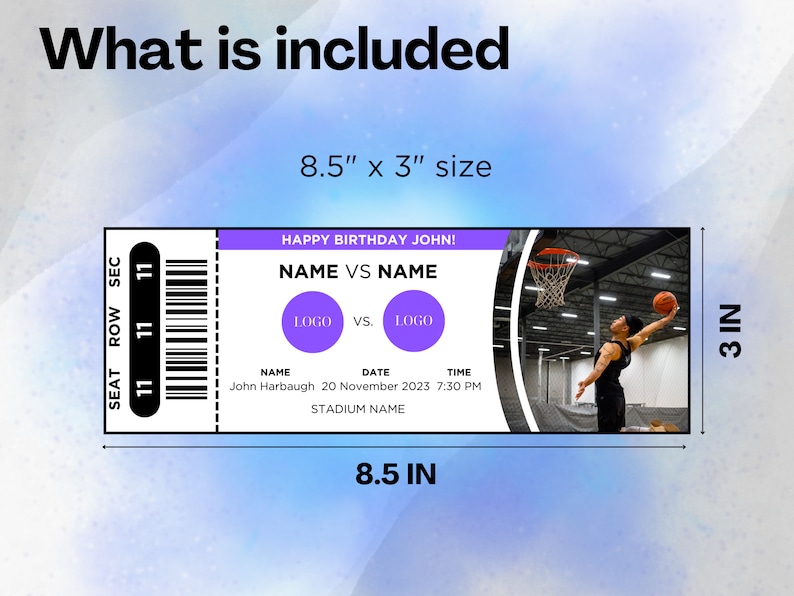 Editable Basketball Ticket Canva Template, Surprise Basketball Ticket ...