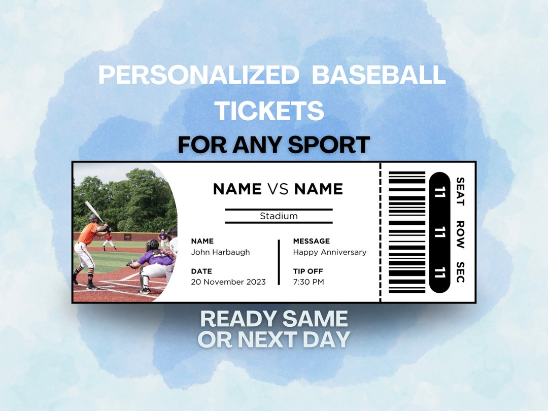 Customized Baseball Tickets, Printable Baseball Tickets, Custom Sports ...
