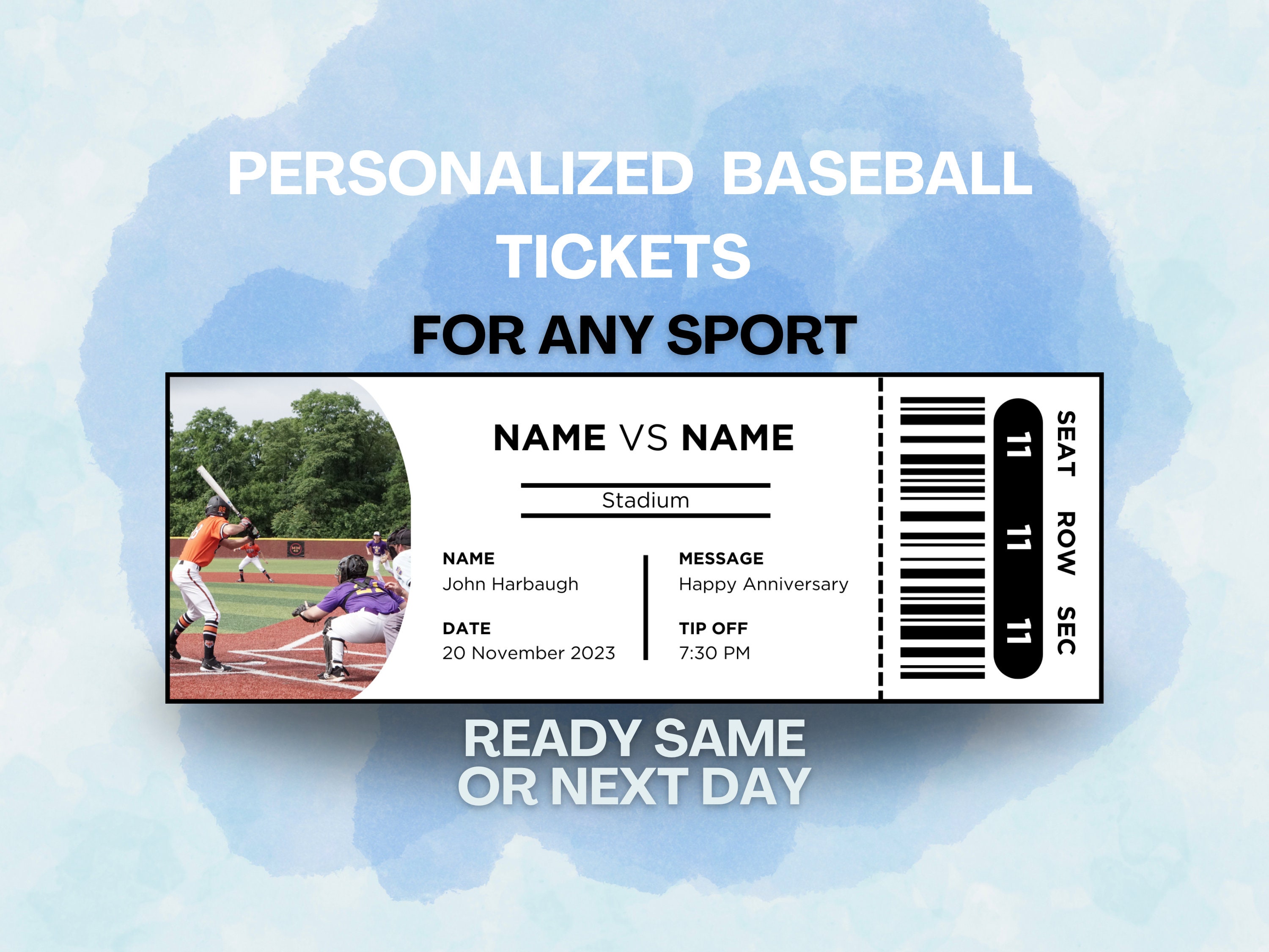 Customized Baseball Tickets, Printable Baseball Tickets, Custom Sports ...