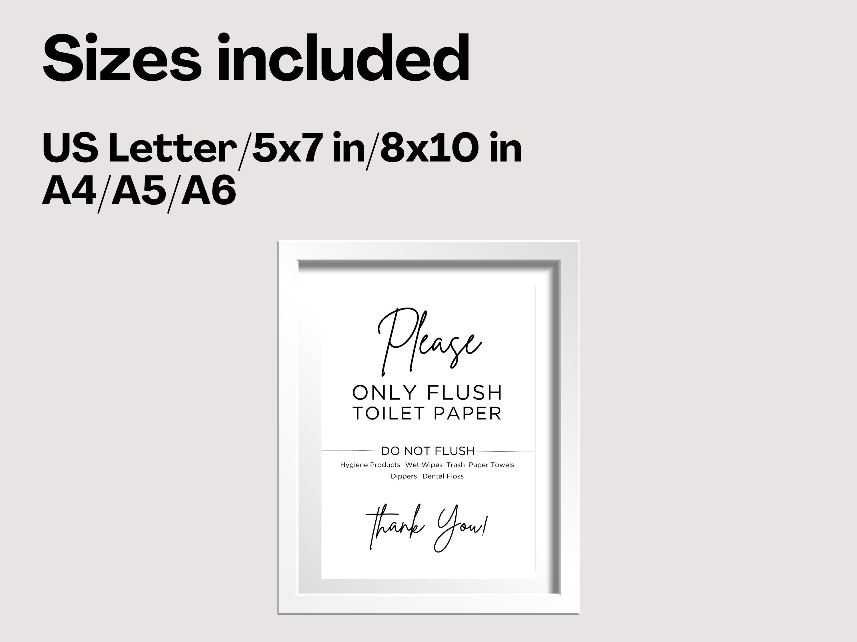 Printable Flush Only Toilet Paper Sign Canva Template Airbnb - Etsy