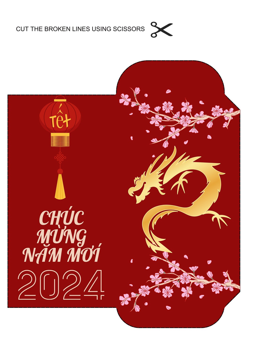 DIGITAL DOWNLOAD Red Lucky Money Envelopes Template, Bao Li Xi, Lunar ...