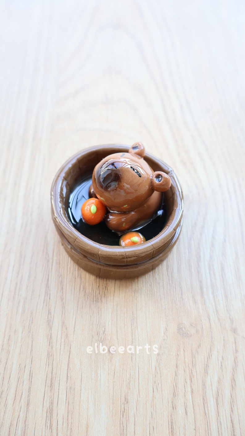 Handmade Polymer Clay | Capybara in Onsen | Polymer Clay Figurine ...