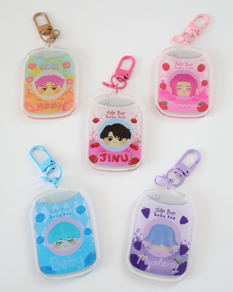 KPOP Demon Hunters | Saja Boys Soda Pop Flavour Acrylic Keychains ...