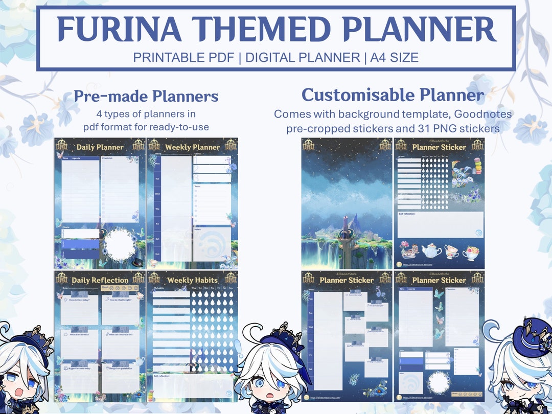 Furina Digital Planner Genshin Impact Digital Planner Printable PDF ...