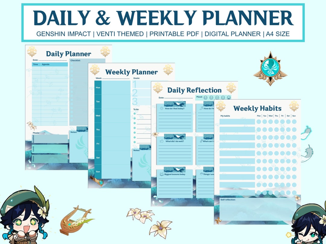 Venti Digital Planner Genshin Impact Digital Planner Printable PDF Digital Download - Etsy