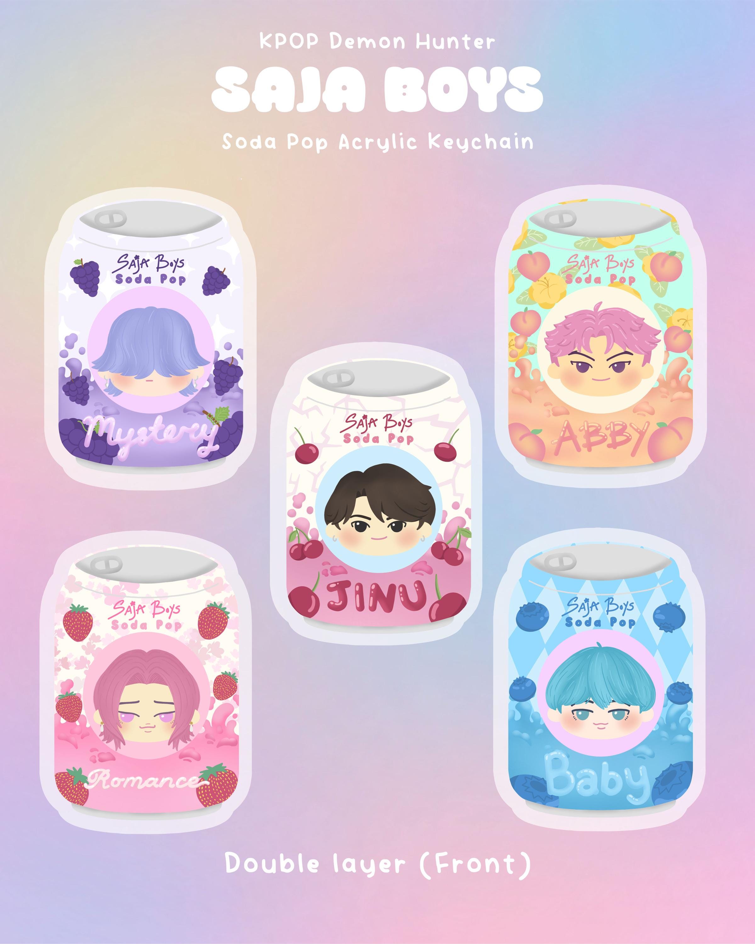 KPOP Demon Hunters | Saja Boys Soda Pop Flavour Acrylic Keychains ...