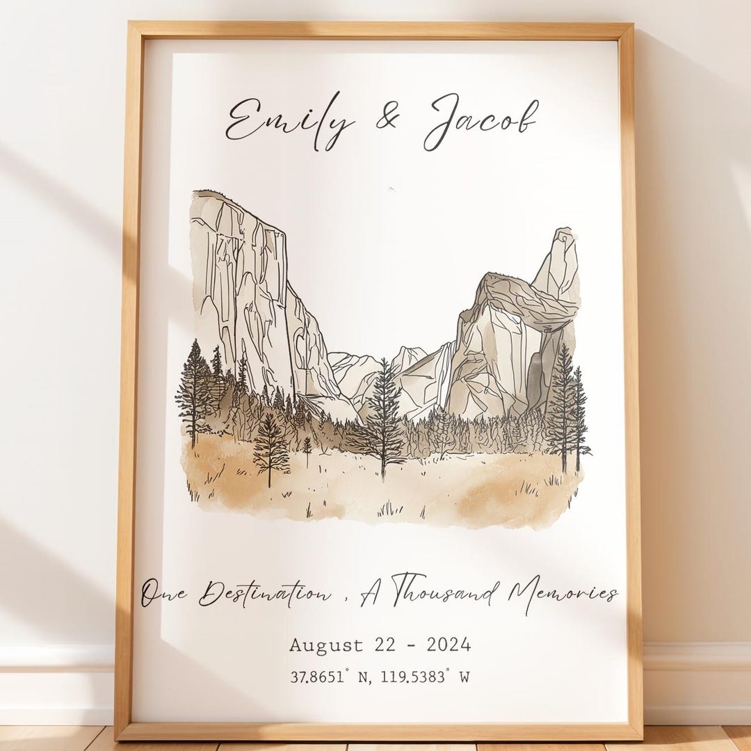 Yosemite Landscape Art Print - Personalized Travel-inspired Keepsake ...