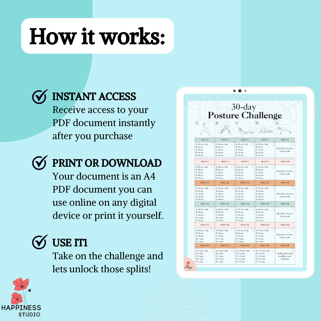 30-day Posture Challenge - Yoga Routine - Fitness Plan - Strong Back ...