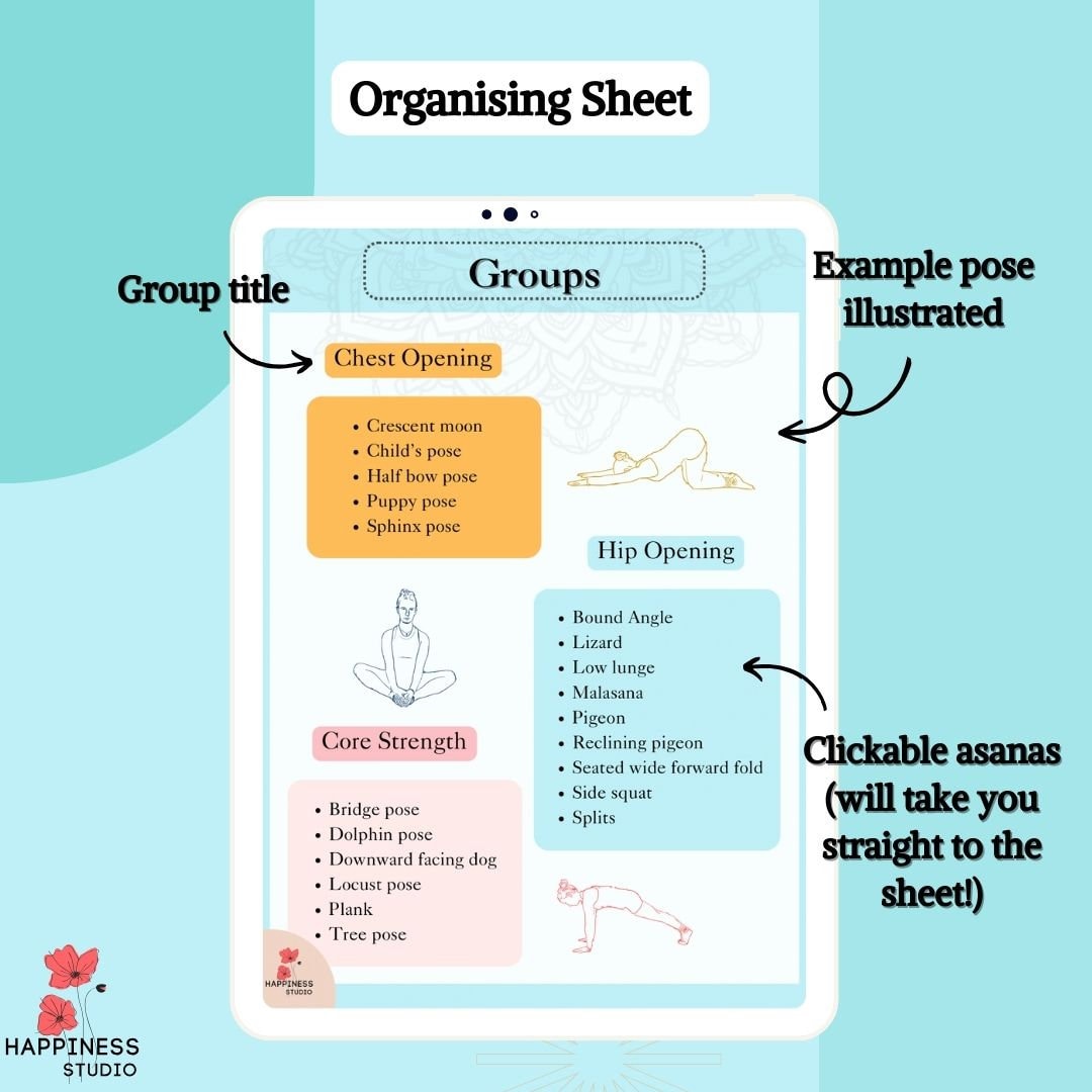 Yoga Pose Sheets for Beginners Yoga Cards Asanas Information Printable ...