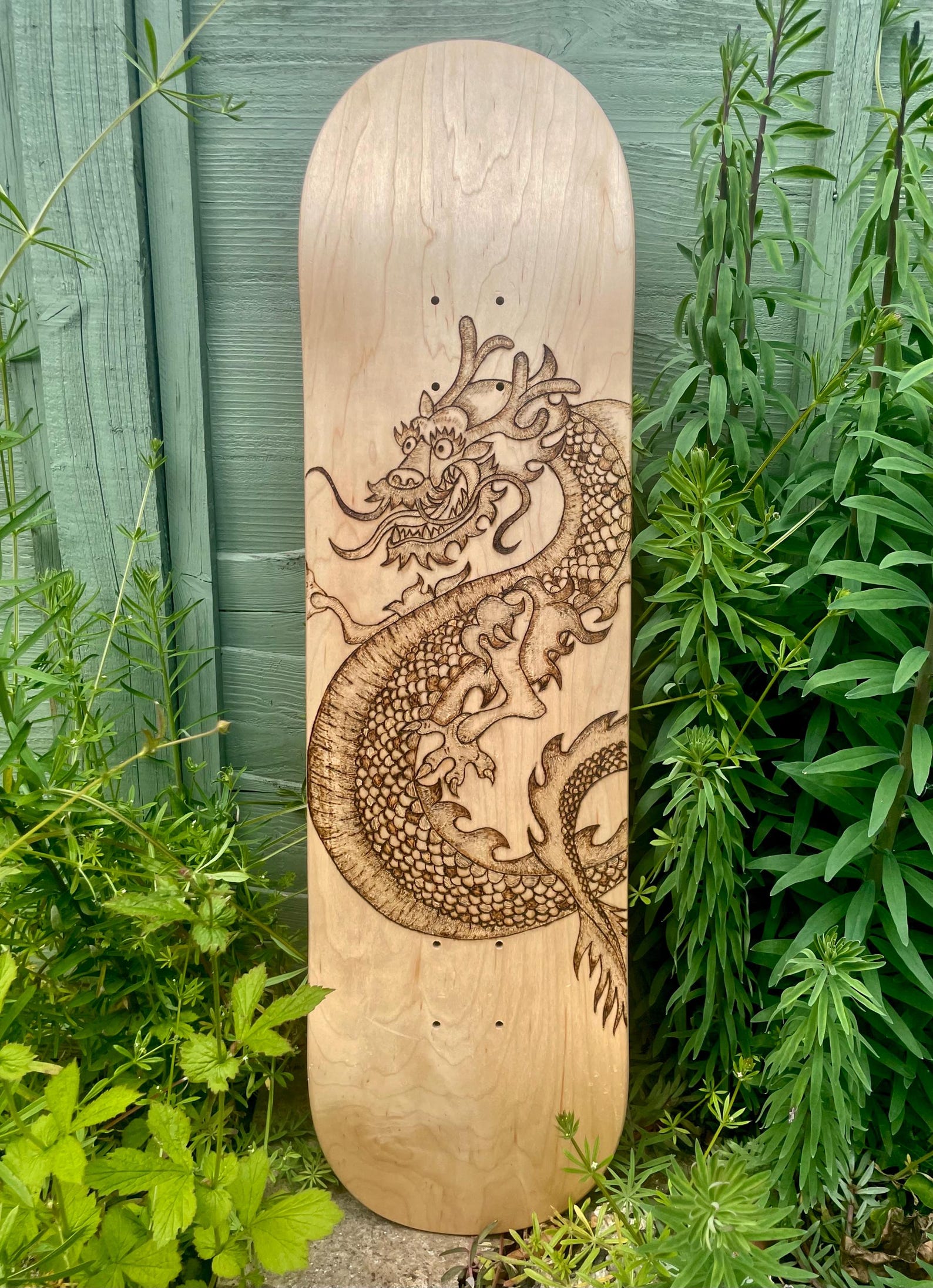 Dragon Skateboard Hand-decorated With the Use of Pyrography. Functional ...