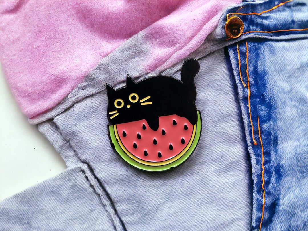 Email Brooch Pin Cat Watermelon Kawaii Fun Humor - Etsy