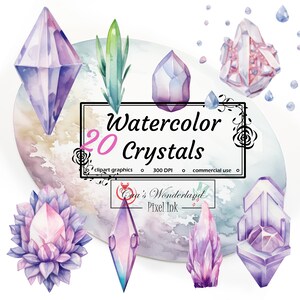 20 Watercolor Crystal Clipart PNG With Transparent Background ...