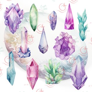 20 Watercolor Crystal Clipart PNG With Transparent Background ...