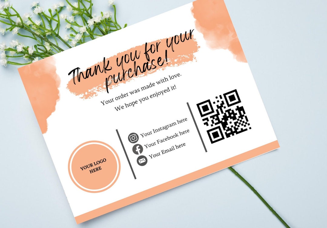 Thank You Card, Editable Template, Small Business Leaflet Card ...