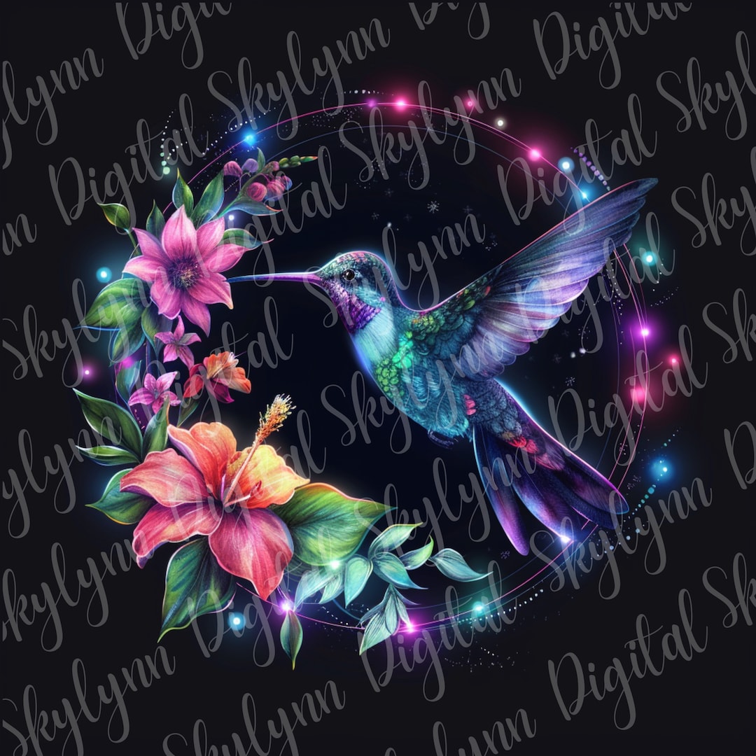 15 Watercolor Hummingbirds With Circle Frame, With White and Black ...