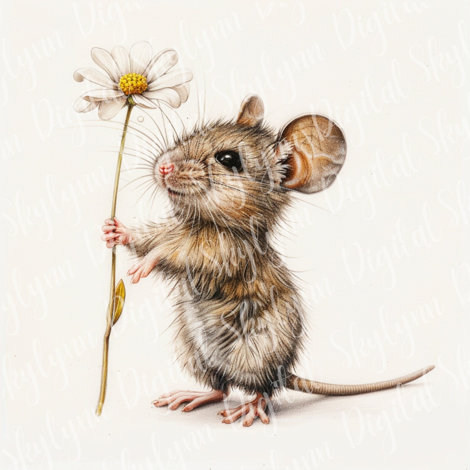 17 Adorable Mouse and Flower Clipart, Printable, Perfect for or Any ...