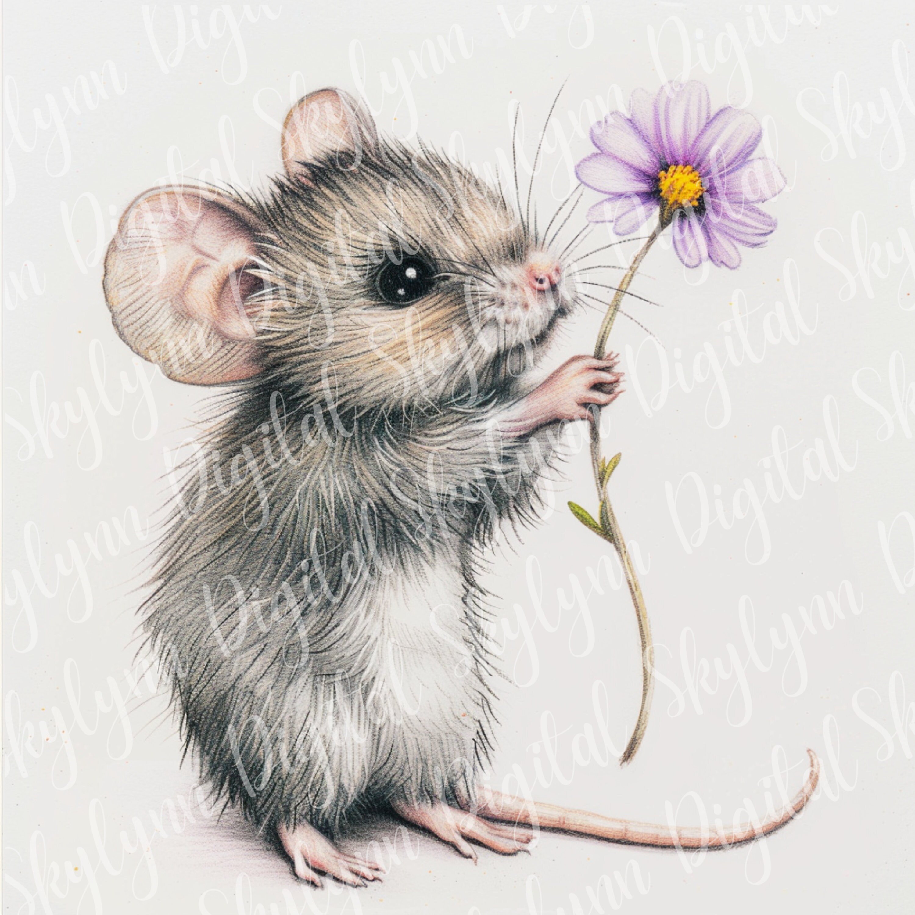 17 Adorable Mouse and Flower Clipart, Printable, Perfect for or Any ...